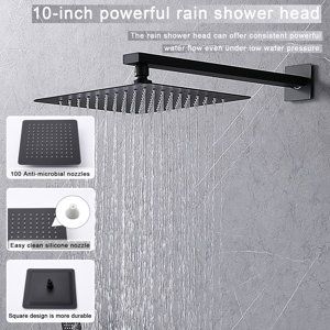 VAMOP Rainfall Shower Faucet Set with High Pressure 10 inch Shower Head Hand Held Square Shower ...